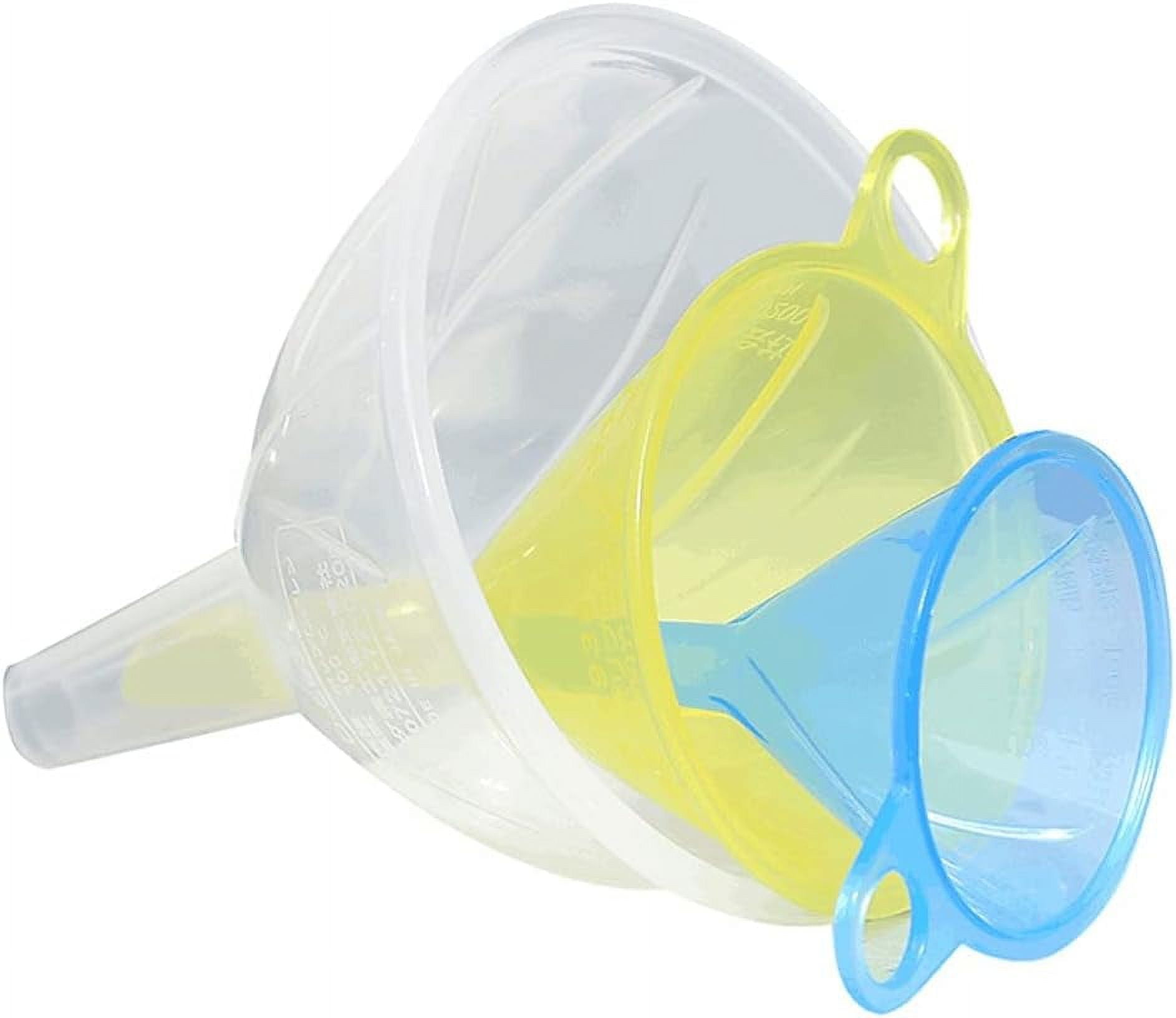3 pieces Plastic Funnel Set for Kitchen,All Purpose Wide-Mouth Funnel ...