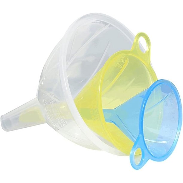 3 pieces Plastic Funnel Set for Kitchen,All Purpose Wide-Mouth Funnel ...
