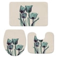 Abstract Green Bathroom Rugs Set Tulip Ray Beige Texture Non Slip ...