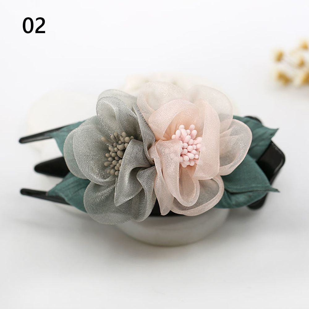 Fancy Fabric Flowers Elegant Hair Accessories Duckbill Hairclip Ladies ...