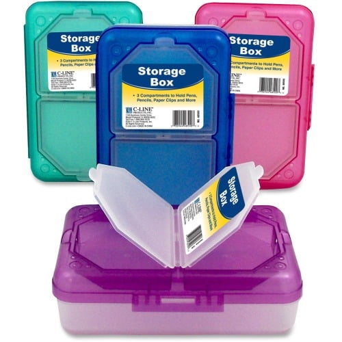 C-Line Storage Box with 3 Compartments Assorted Tropic Tones Colors, 1 ...