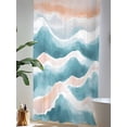 Abstract Wave Effect Sheer Curtains 84 Inch Long 1 Panel Blue ...