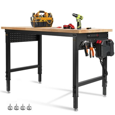 Telyswee 48" Workbench Heavy Duty, Adjustable Height Workstation, 2000 LB Load Capacity ...