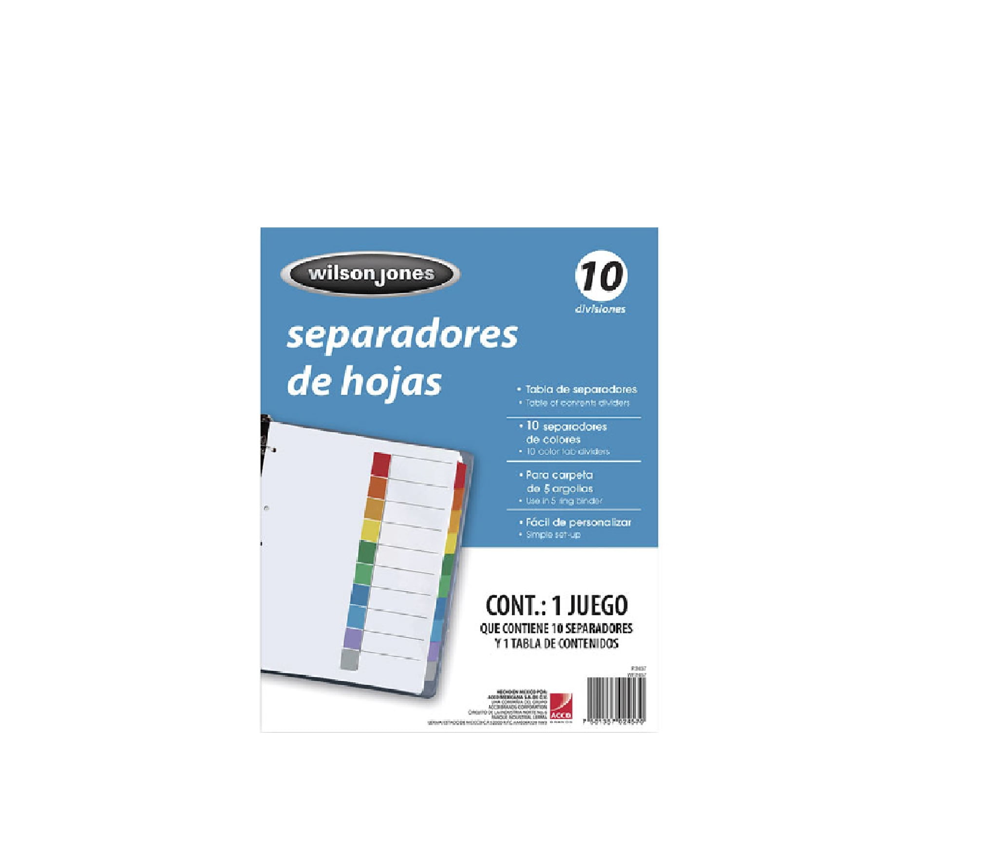 Separador Acco 10 Divisiones Sin Numeracion Cejas Color Acco p2457 | Walmart en línea