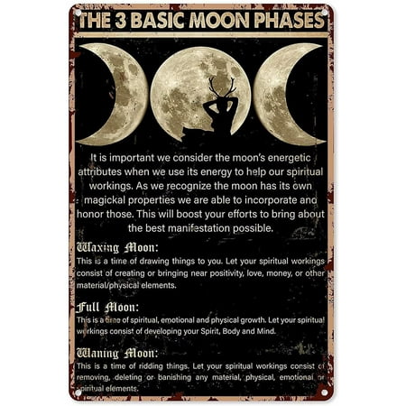 Retro Metal Aluminium Tin Sign Wall Decora Moon Phase Tin Sign Room ...