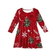 Girls' Princess Dress Long Sleeve Christmas Snowflake Print Dress Round ...