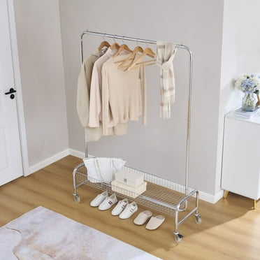 BENTISM Z-Truck Adjustable Metal Clothing Rack with Movable Wheels ...