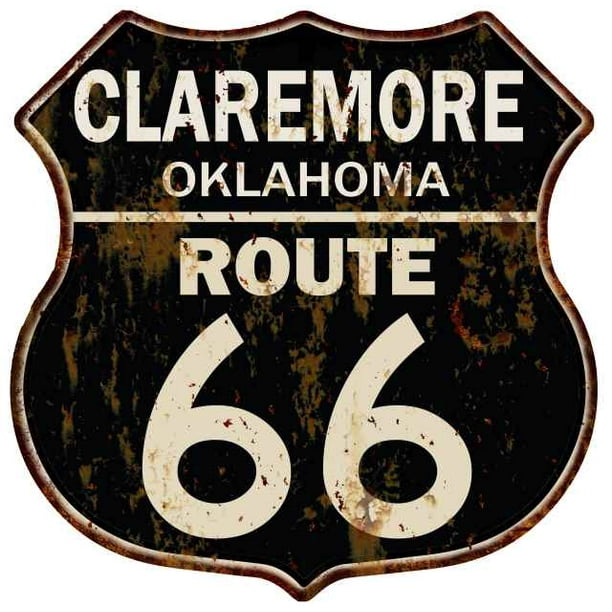 CLAREMORE, OKLAHOMA Route 66 Shield Metal Sign Man Cave Garage ...