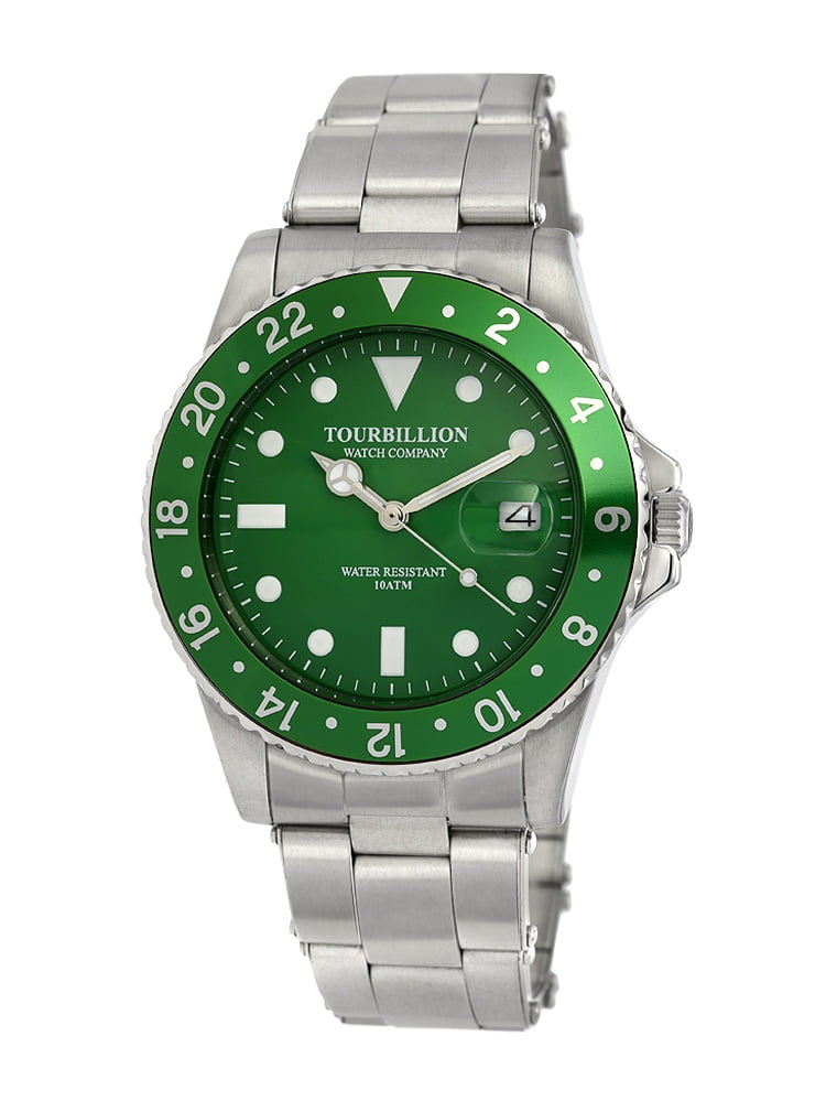 VINTAGE COLLECTION WATCH SILVER CASE GREEN DIAL WITH INDEX AND GREEN ...