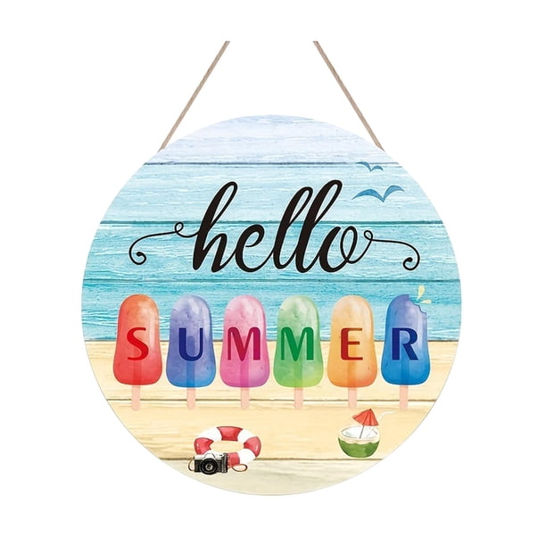 Rongfmy Summer Beach Welcome Sign Ice Cream Front Door Sign for Beaches ...