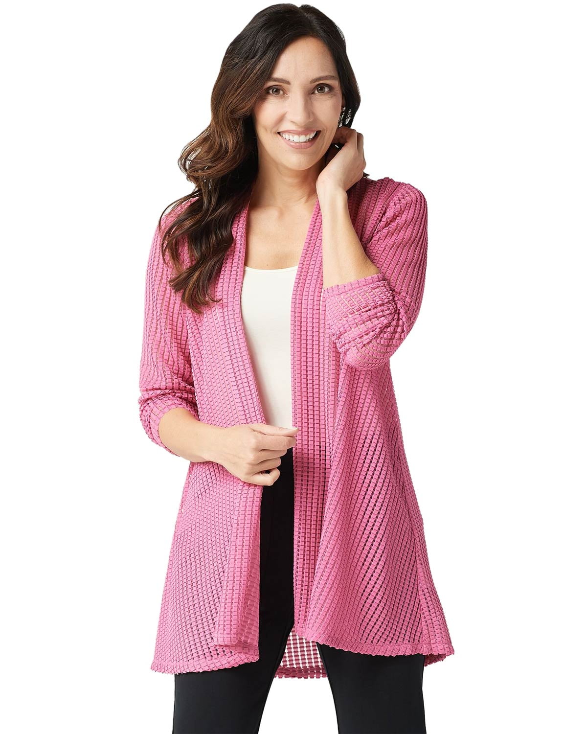 Susan Graver Susan Graver Womens Novelty Knit Open Front Duster