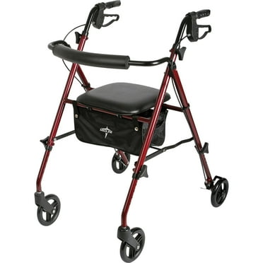 Equate Rolling Walker for Seniors, Rollator with Seat and Wheels, Black ...