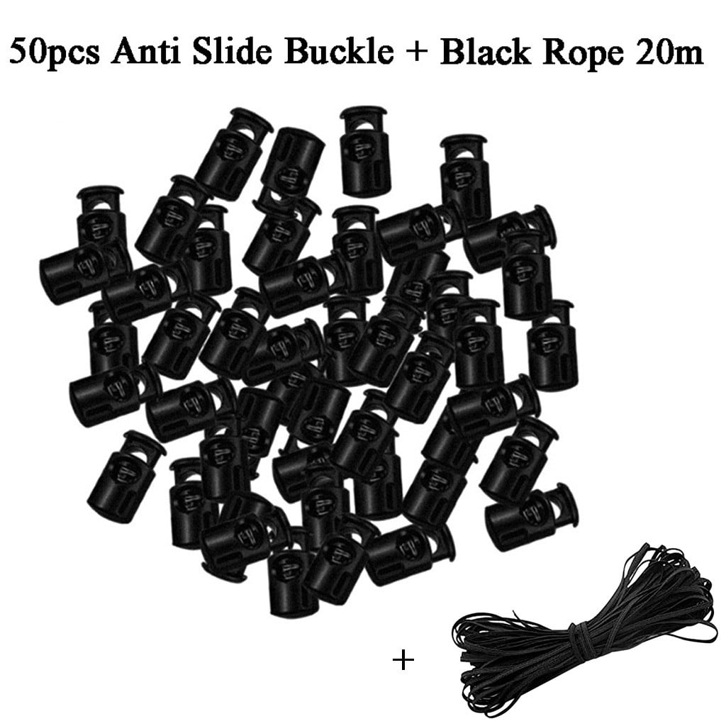 50 Pcs Plastic Cord Locks End Spring Toggle Stopper Single Hole String