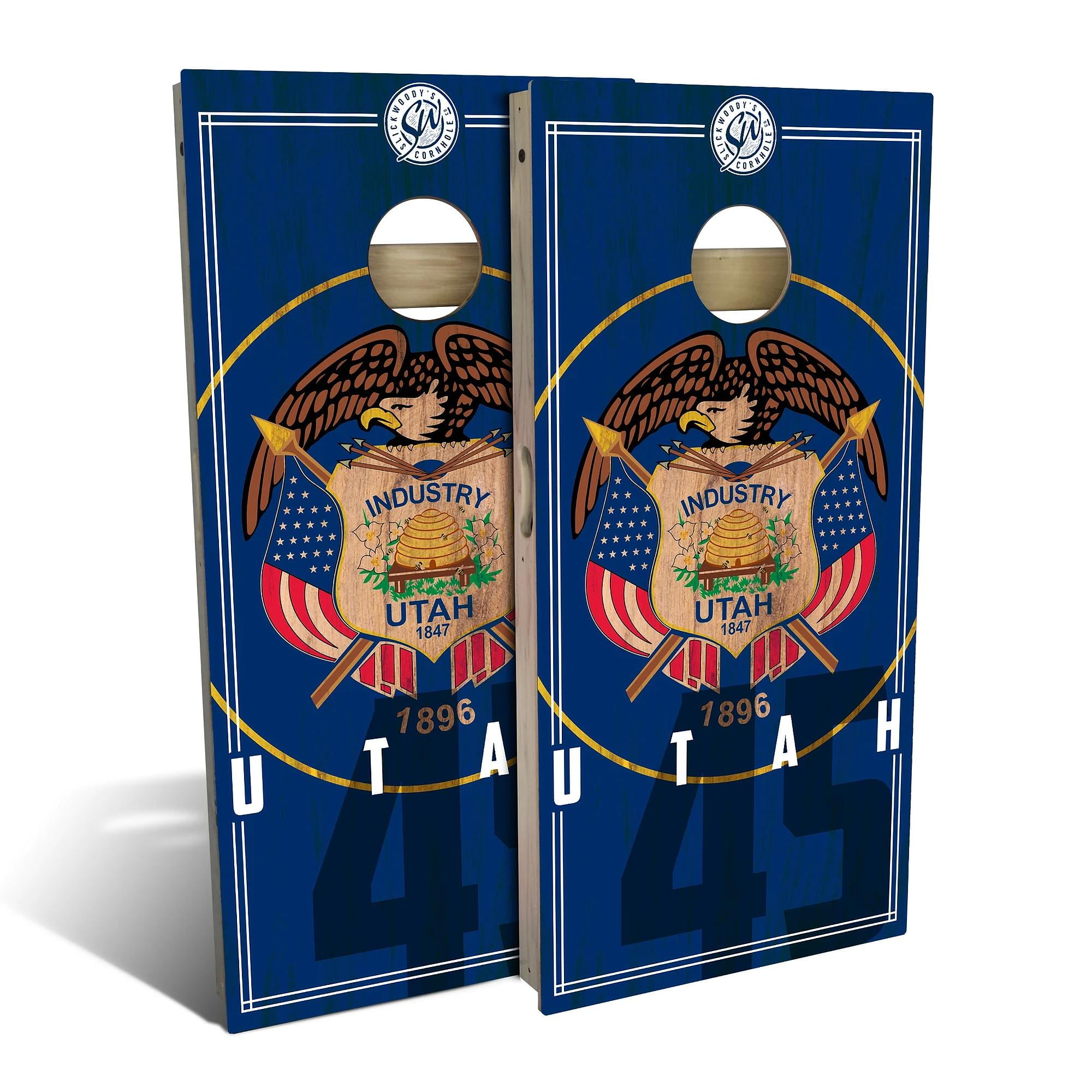 Skip s Garage Utah State Flag 2 0 Solid Wood Cornhole Board Set skip-s-garage-utah-state-flag-2-0-solid-wood-cornhole-board-set