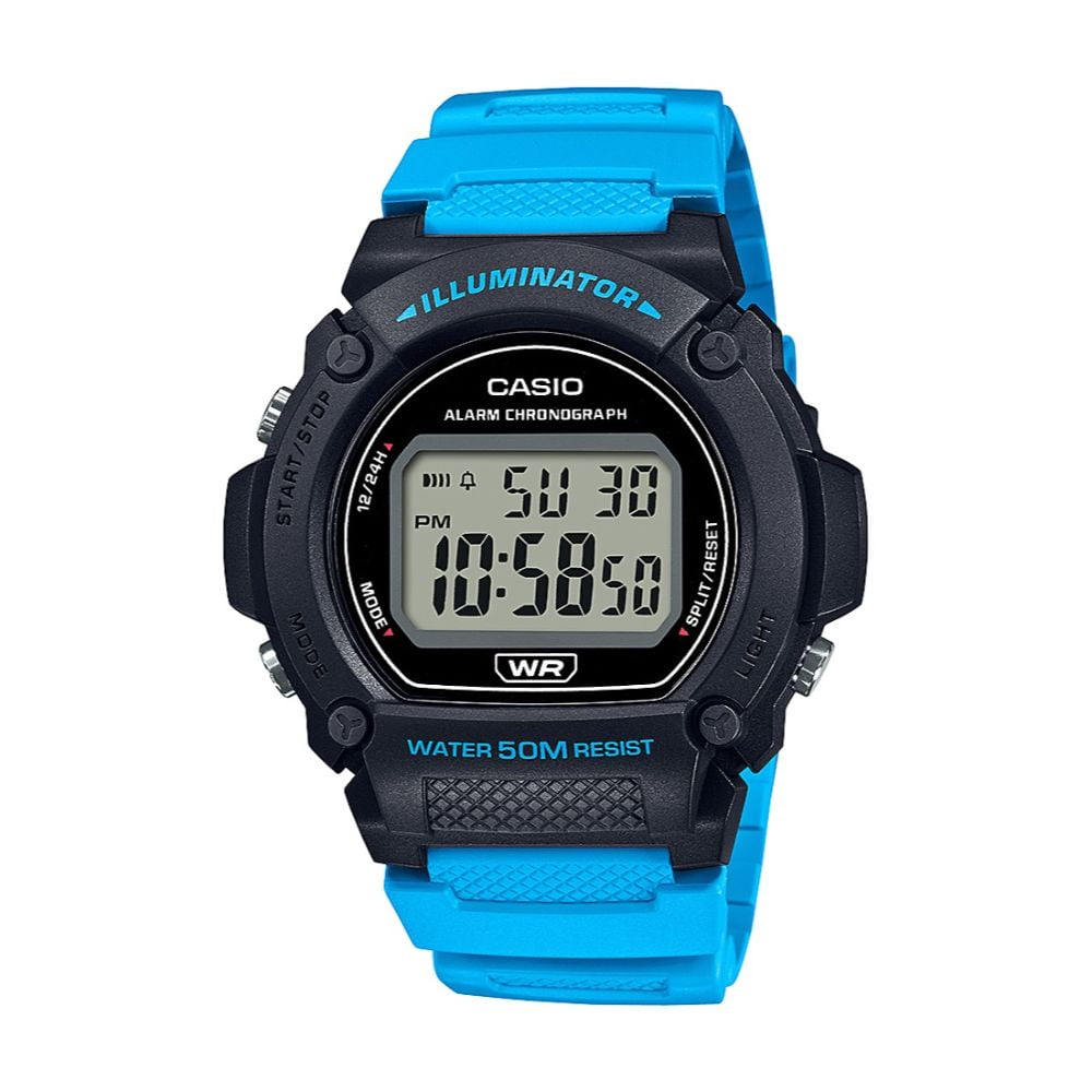 Casio Men's Heavy Duty Digital Watch with Blue Strap W219H-2A2V ...