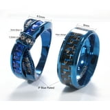 2 Blue Matching Rings Couple Ring 1CT AAA CZ Women Wedding Ring Female ...