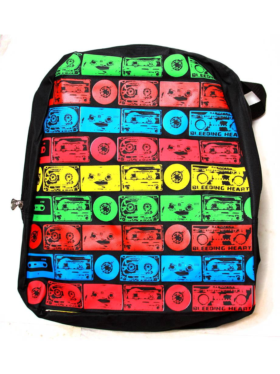 Clover Black Kid Sized Backpack - Multicolored Striped Pattern ...