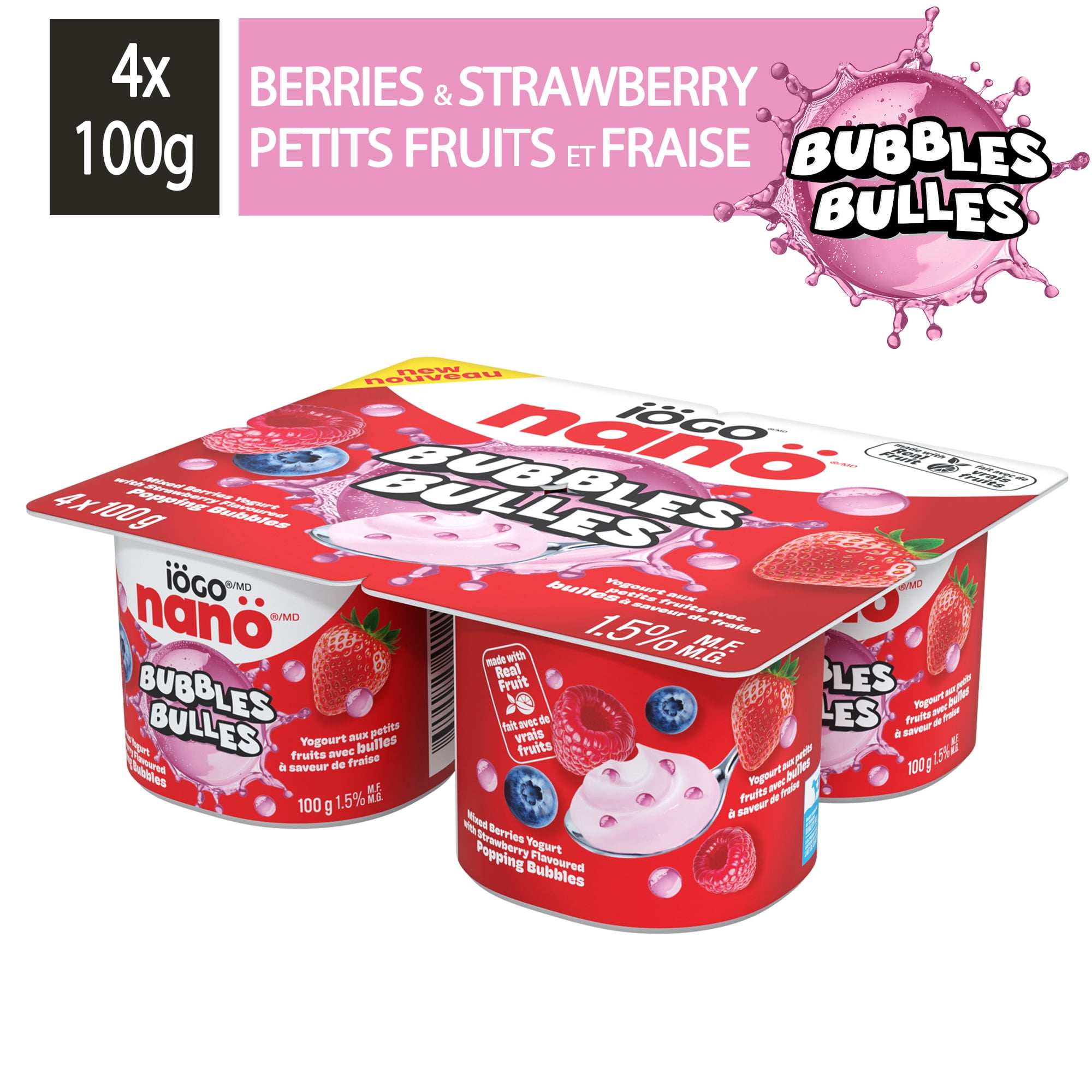 Click here for Iögo Nanö Bubbles Mixed Berries Yogurt With Strawb... prices