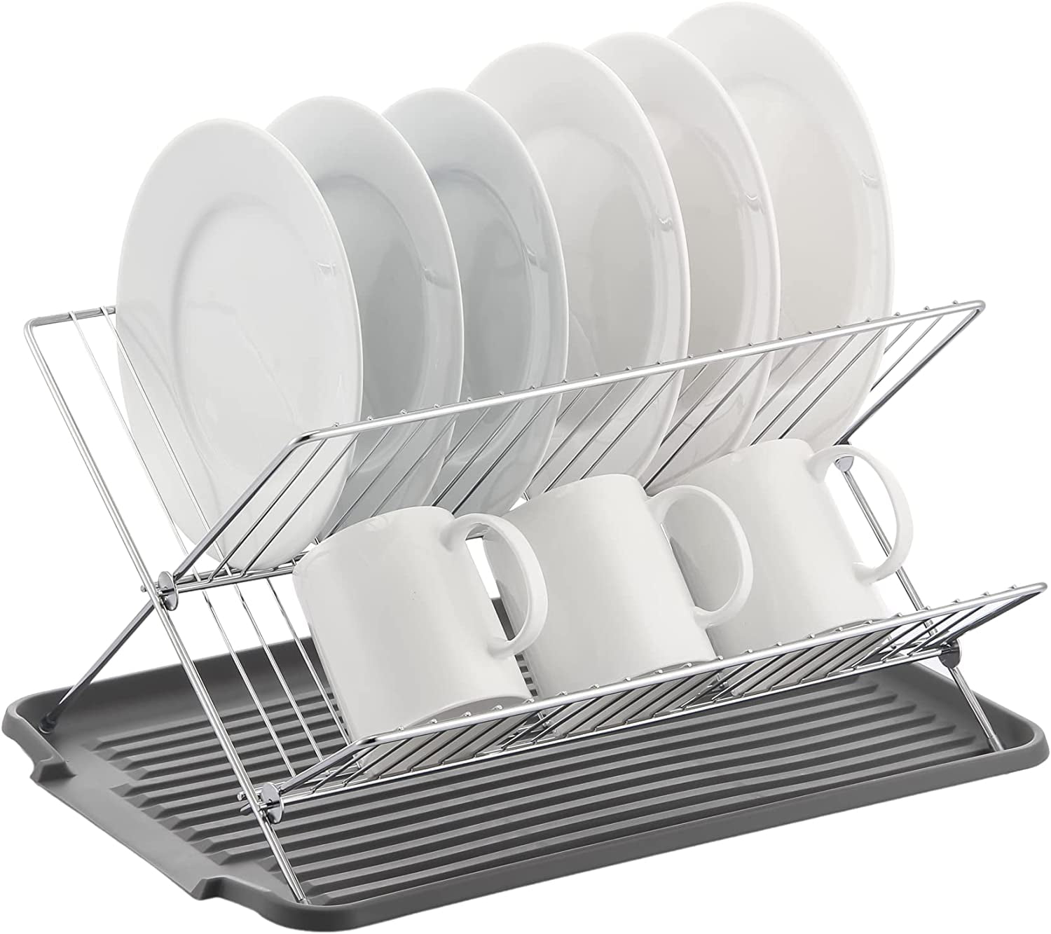 Dish Drying Rack w/ Folding Drainer, Orange - Southern Homewares ...