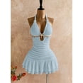 Blue Halter Twist Ruched Bodycon Mini Dress With Shell And Starfish ...