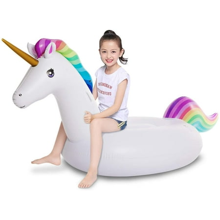 KSCD Inflatable Unicorn Pool Float Floatie Ride On with Fast Valves ...