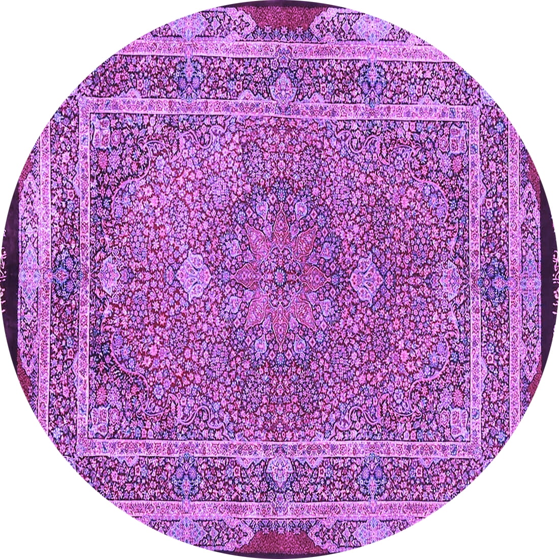 Ahgly Company Indoor Round Persian Purple Traditional Area Rugs, 8 ...
