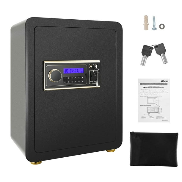 SRWTRCHRY 2.5 Cubic Fingerprint Safe Box Fireproof Waterproof, Security ...