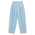 AVRNLIQ Womens 100% Cotton High Waisted Lounge Pants, Light Blue Wide ...