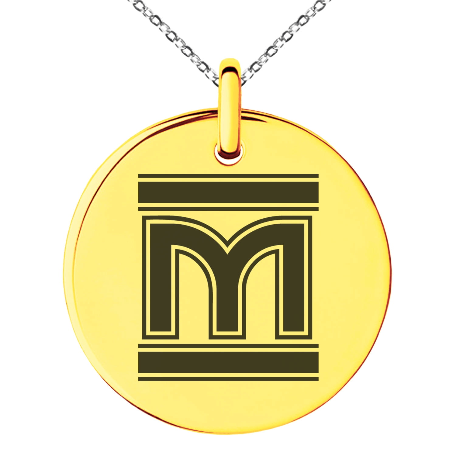 Stainless Steel Letter M Initial Empire Monogram Engraved Small ...