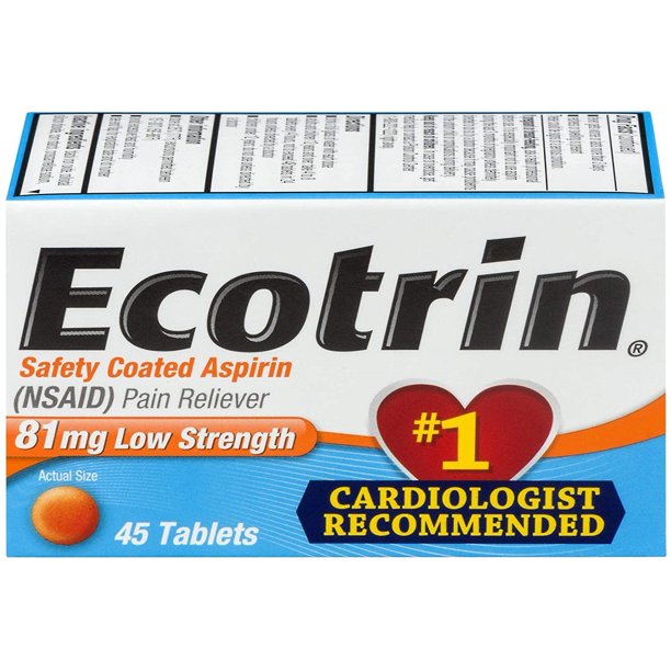 Ecotrin 81 mg Low Strength Tablets 45 Tablets - Walmart.com