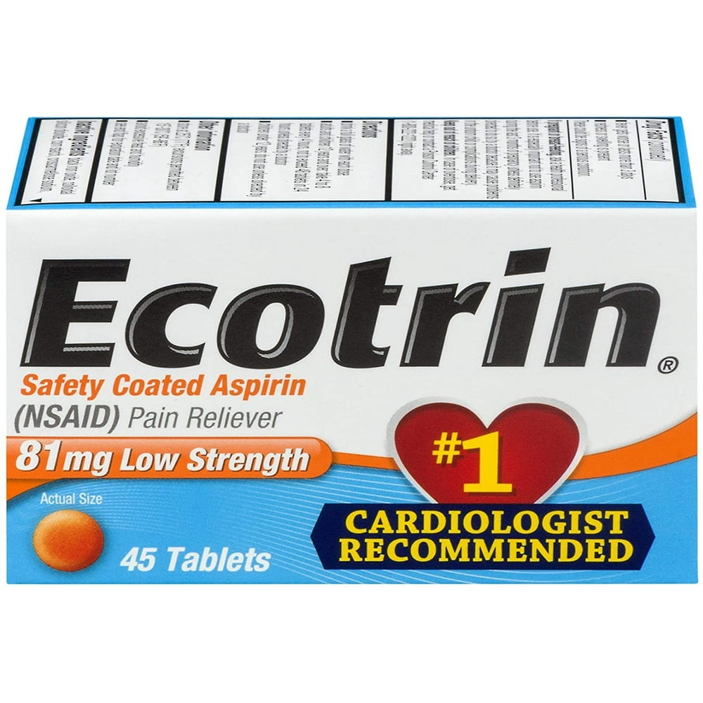 Ecotrin 81 mg Low Strength Tablets 45 Tablets (Pack of 2) - Walmart.com ...