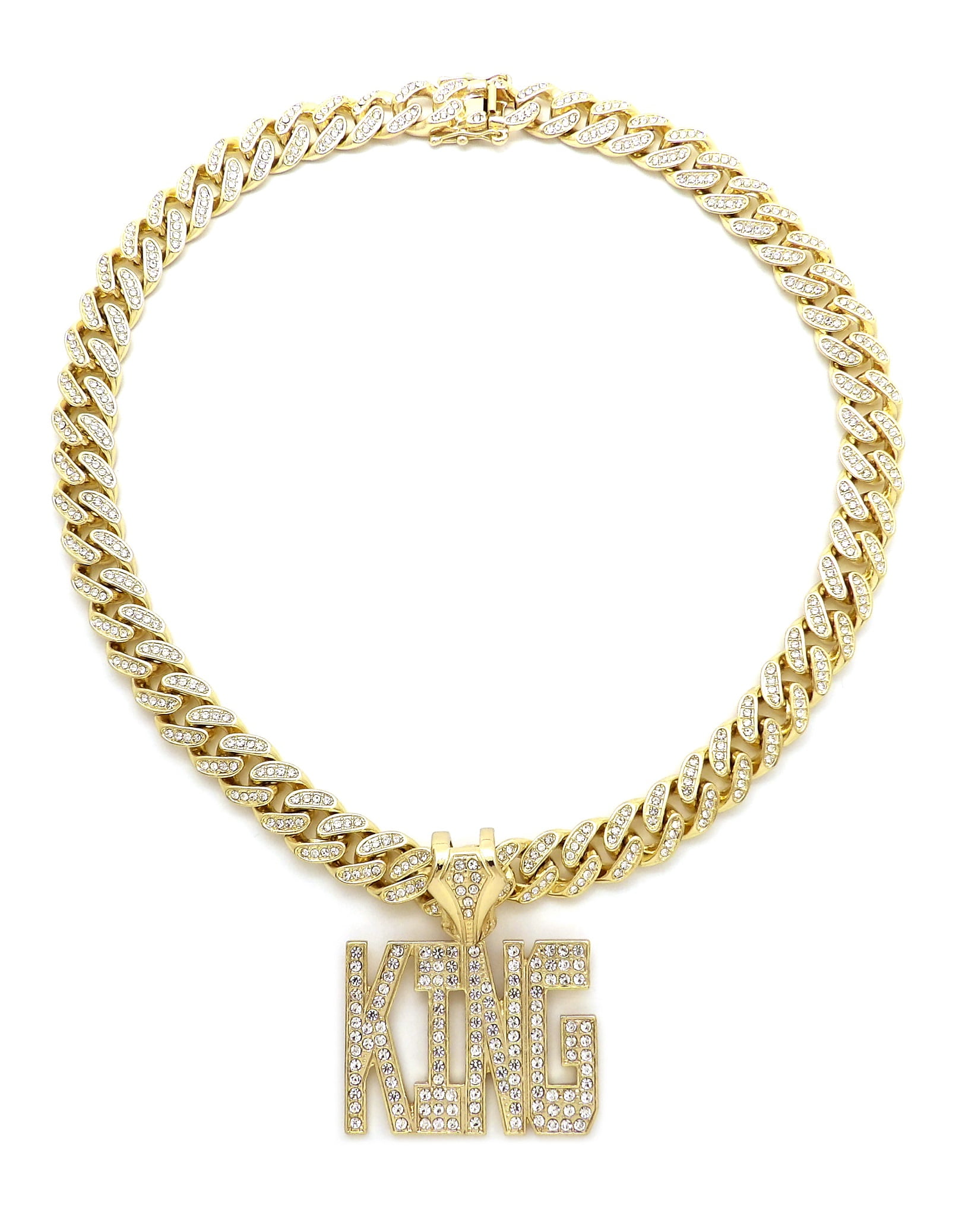 Stone Stud Square Letters KING Pendant with 12mm 18" Iced Out Miami ...