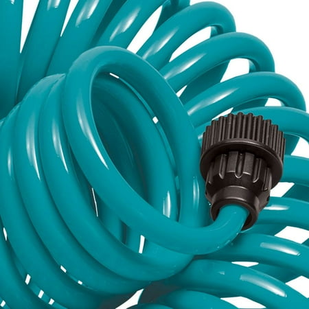 Orbit 50' Teal Coil Garden Hose with ABS Threads and 8 Pattern Nozzle ...