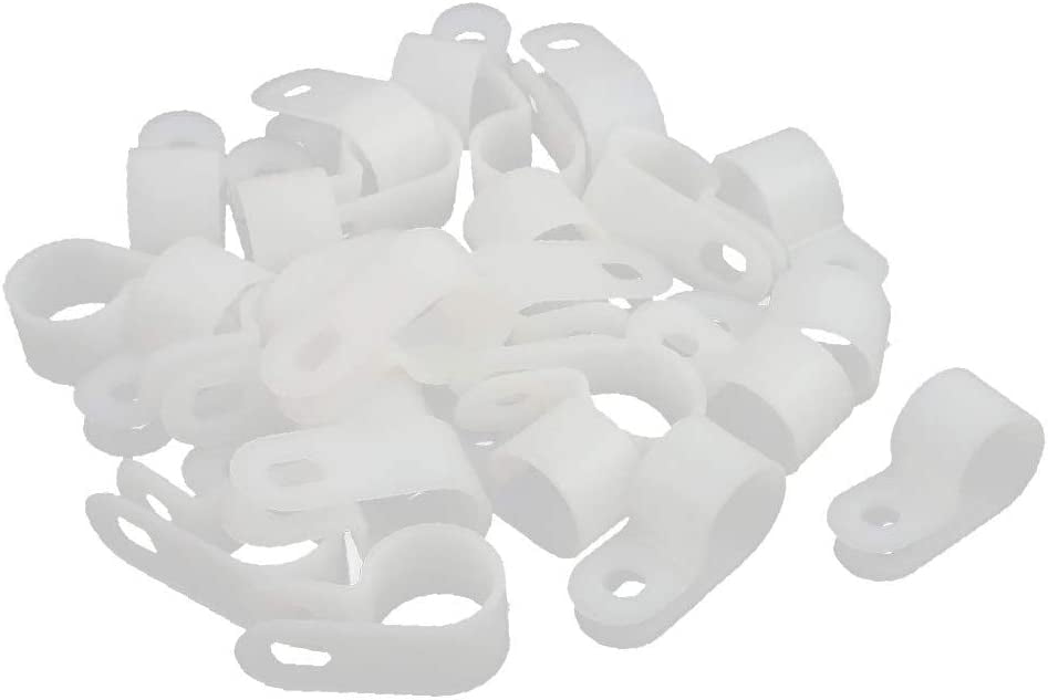30Pcs creamy-white Nylon R-Type Cable Clamp Clip 1/2" for Wire Hose ...