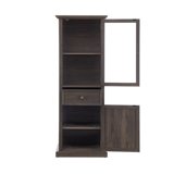 Freestanding Tall Storage Cabinet with Glass Door and Shelves for Living Room, Kitchen, Dining ...