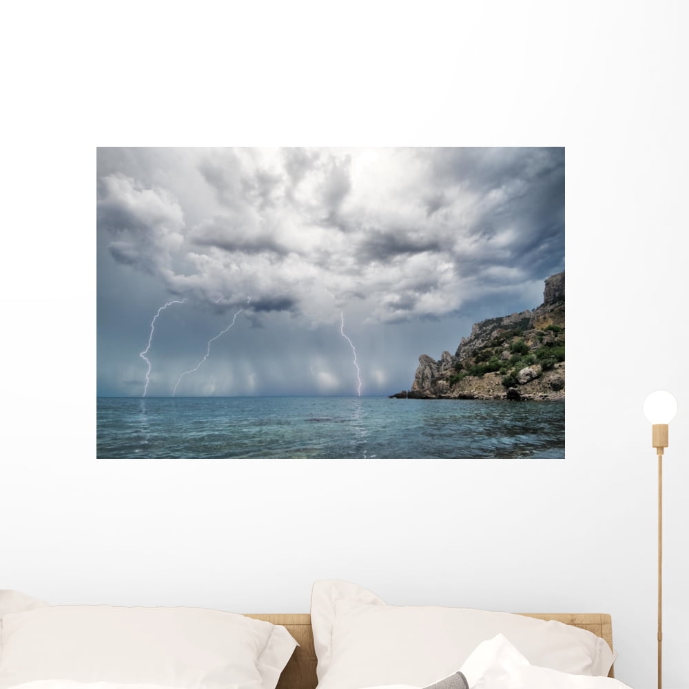Lightning and Thunderstorm above Wall Mural Decal Sticker, Wallmonkeys ...