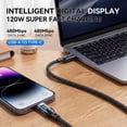 Digital Display USB to Type C Cable For Charging 100W 120W Fast ...