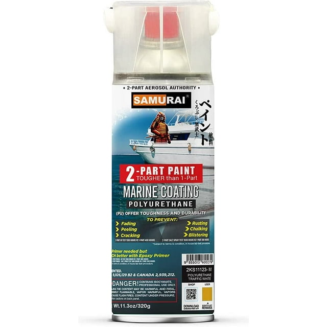 Samurai 2-Part Polyurethane Waterproof Metal Spray Paint for Marine, UV ...