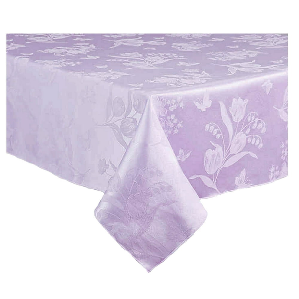 Spring Purple Lilac Tablecloth with Tulips Butterflies for Easter (52 x ...