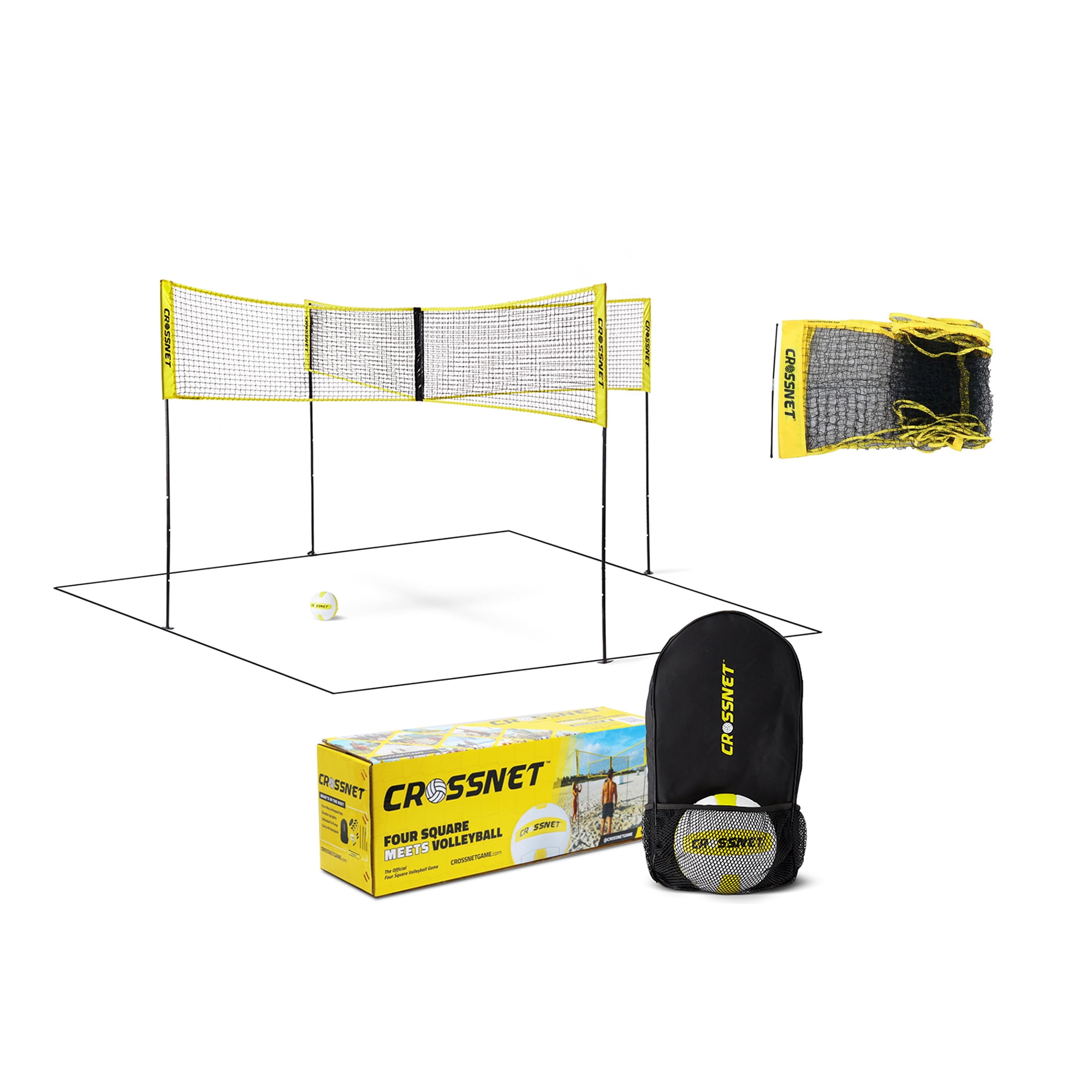 CROSSNET Four Square Team Single and Doubles Volleyball Net Game Play ...