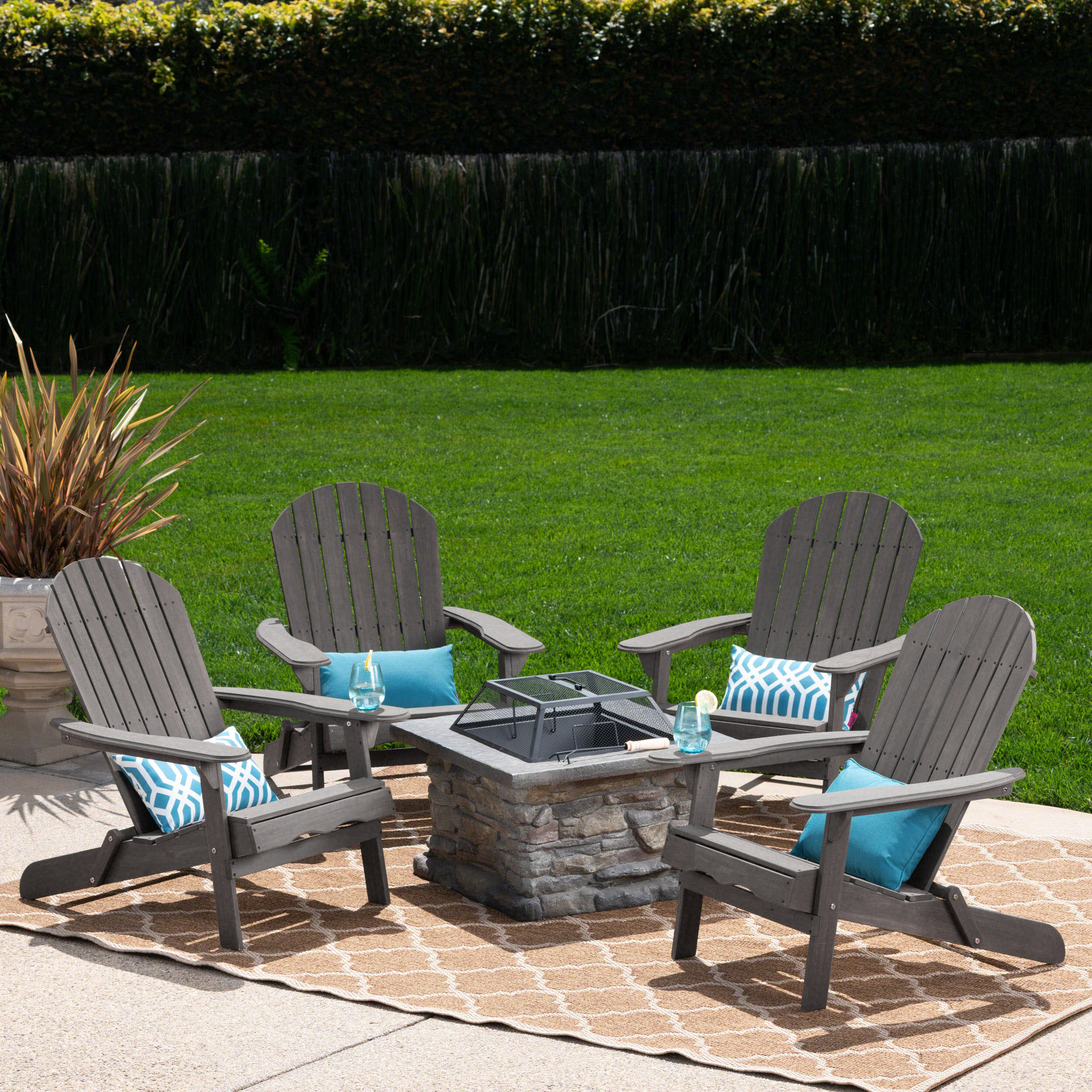 Michaela Outdoor 5 Piece Acacia Wood Adirondack Chair Set With Wood Michaela Outdoor 5 Piece Acacia Wood Adirondack Chair Set With Wood