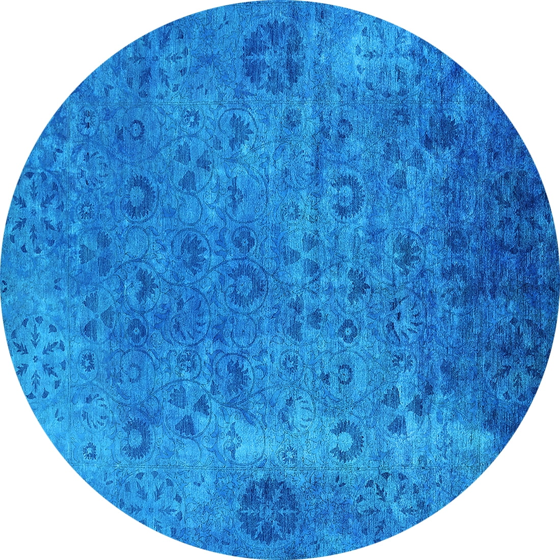 Ahgly Company Indoor Round Oriental Light Blue Industrial Area Rugs, 5 ...