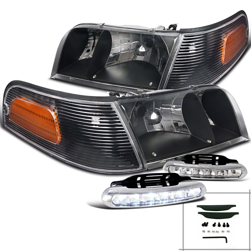Spec-D Tuning for Ford Crown Victoria Black Headlights w/ Corner Lamps+ ...