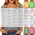 ATOYSOY Womens Classic Checked Plaid V Neck Blouse 3/4 Sleeve ...