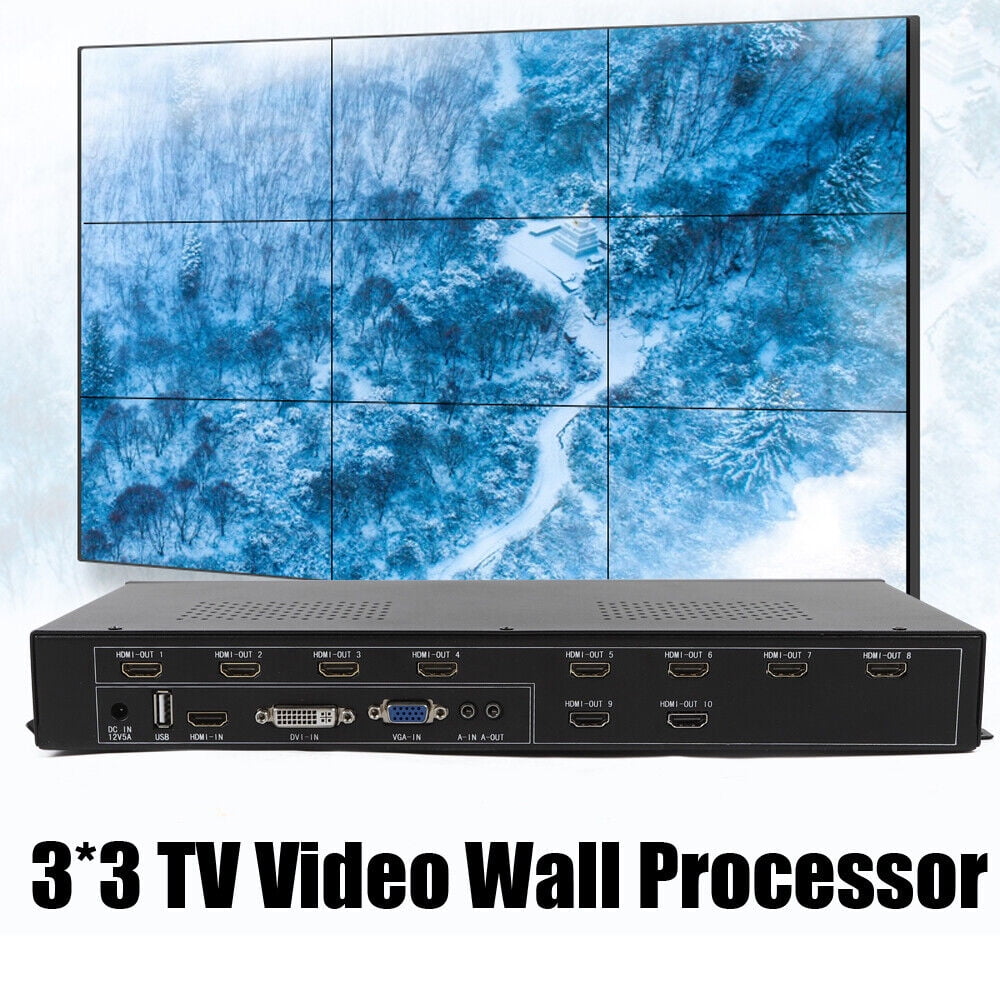 Fichiouy 9 Channel TV Splicing HDMI Video Wall Processor 1080P Matrix ...