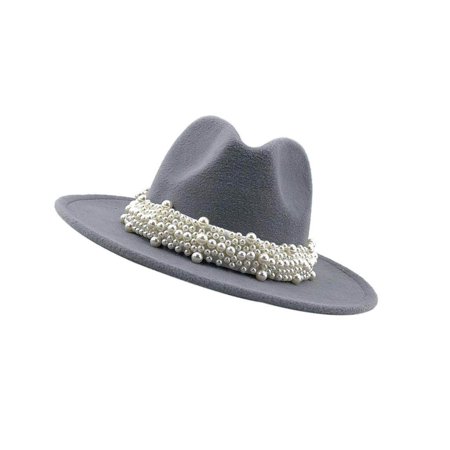 Cashmere Fedora Hat Womens Wide Brim Jazz Cap Bowler Pearled Bucket Hat ...