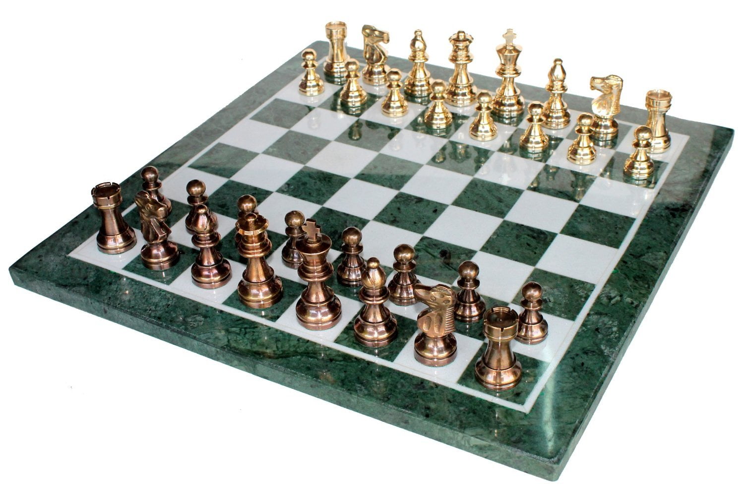 StonKraft 20" x 20" Collectible Green Marble Chess Game Board Set ...
