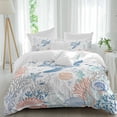 4 Piece Duvet Cover Set Cal king, Oceans Turtles Seahorse Shells Soft ...