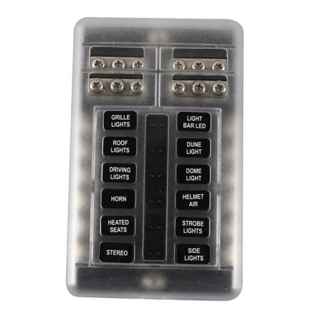 12 Way Fuse Box with Negative Terminals 12 Circuits Fuse Box Holder ...