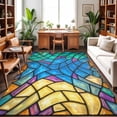 Abstract Colorful Glass Area Rugs 4x6ft Blue-Purple Cracked Texture ...